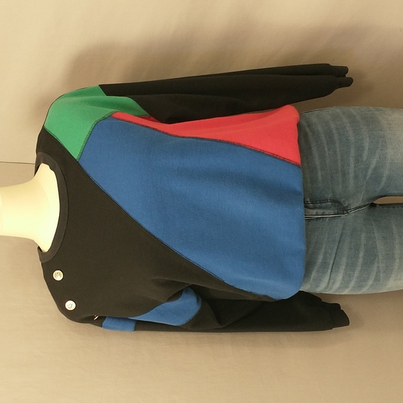 Vintage | Tops | 8s Colorblock Top Blue Red Green Black Sporty Eighties ...